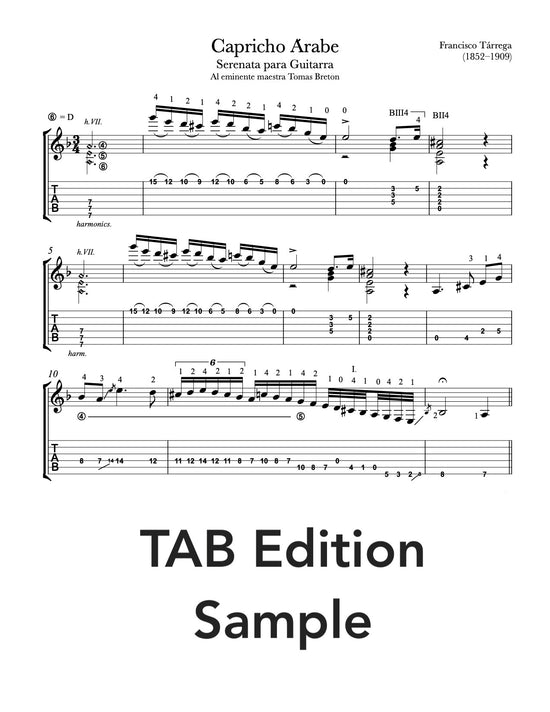 Capricho Arabe by Tarrega - PDF Sheet Music for Classical Guitar ...