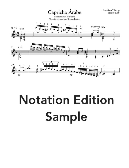 Capricho Arabe by Tarrega - PDF Sheet Music for Classical Guitar ...