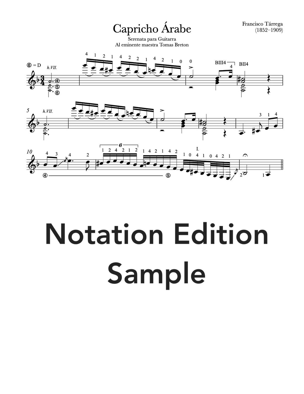 Capricho Arabe by Tarrega - PDF Sheet Music for Classical Guitar ...