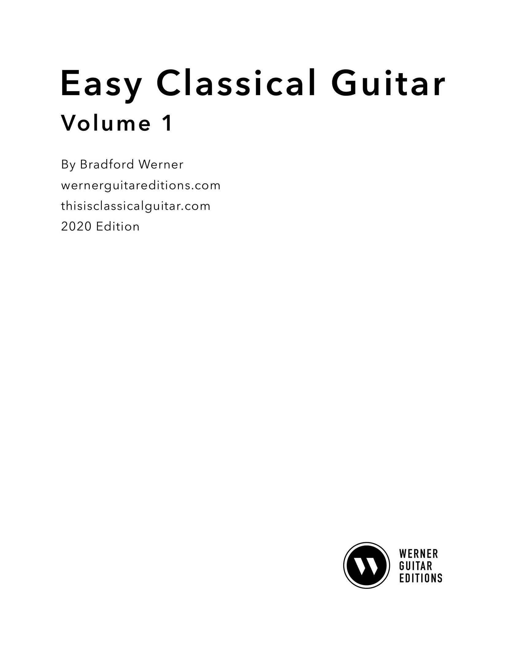 Easy Classical Guitar Volume 1 (PDF) – Werner Guitar Editions